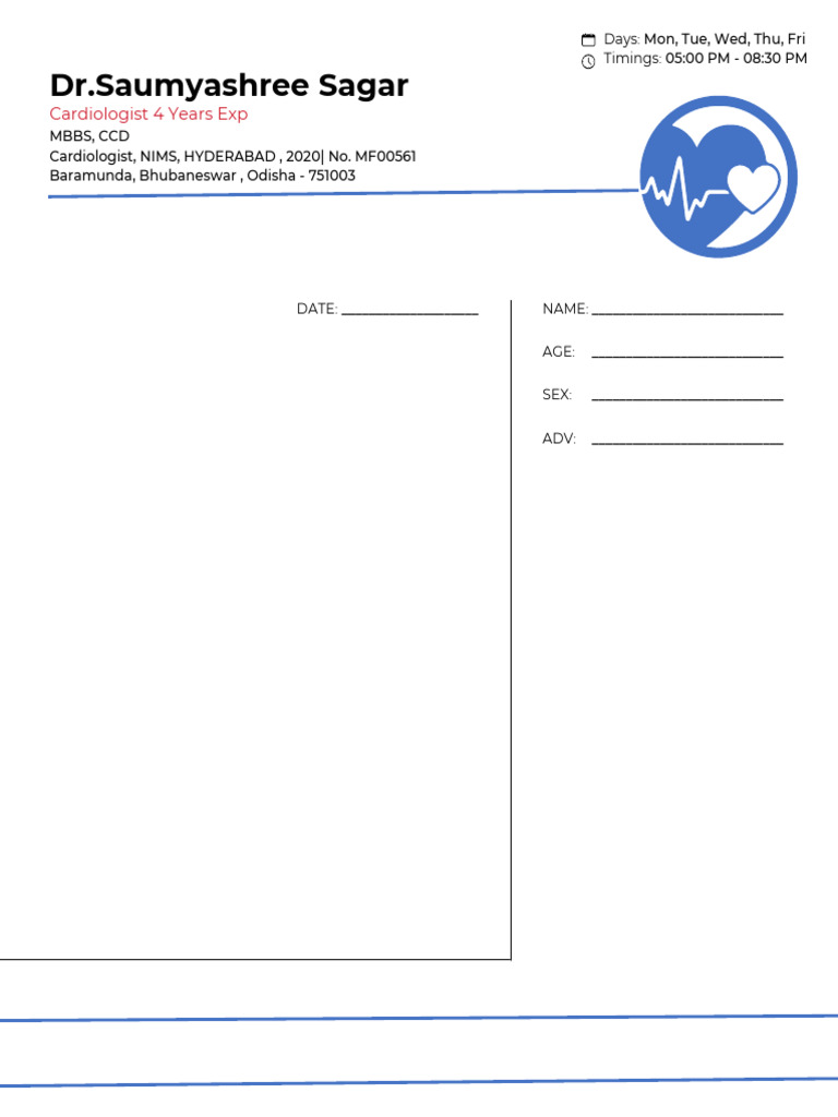 Heart Failure Specialist Prescription Template | PDF