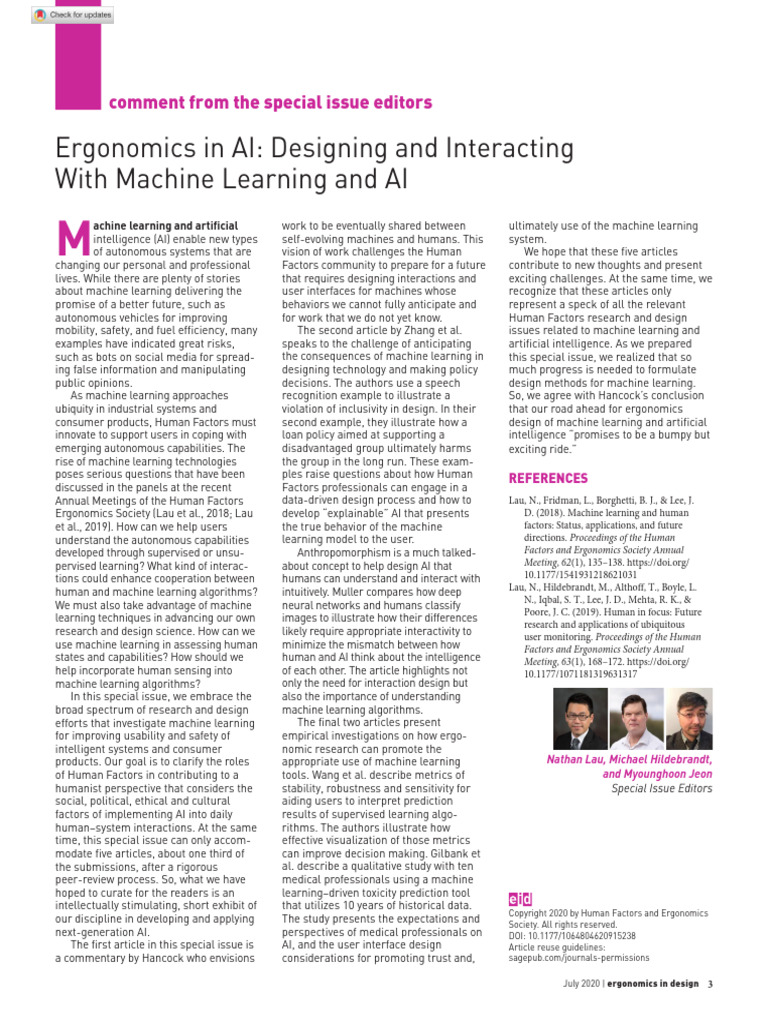 Ergonomics in AI Designing and Interacti | PDF | Machine Learning | Artificial Intelligence