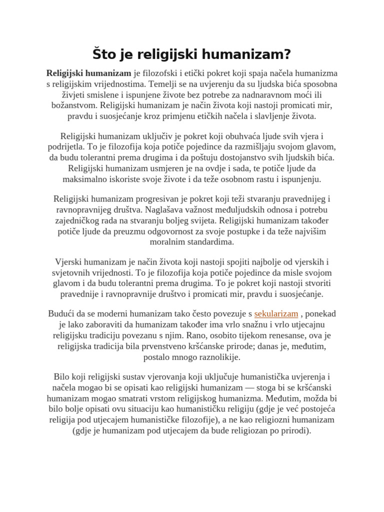 Religijski Humanizam | PDF