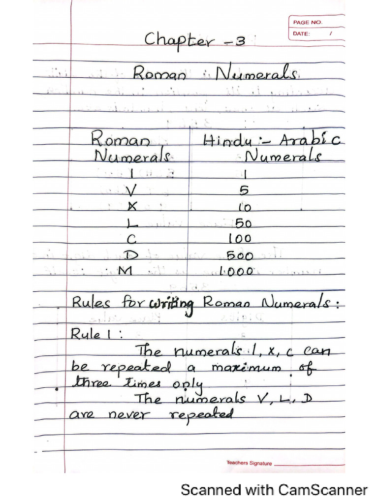 Chapter-3 Roman Numerals -Notes | PDF