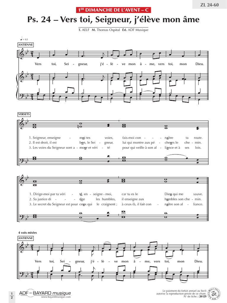Psaume 24 : Vers Toi, Seigneur, j'élève mon âme | PDF | Liturgie et ...