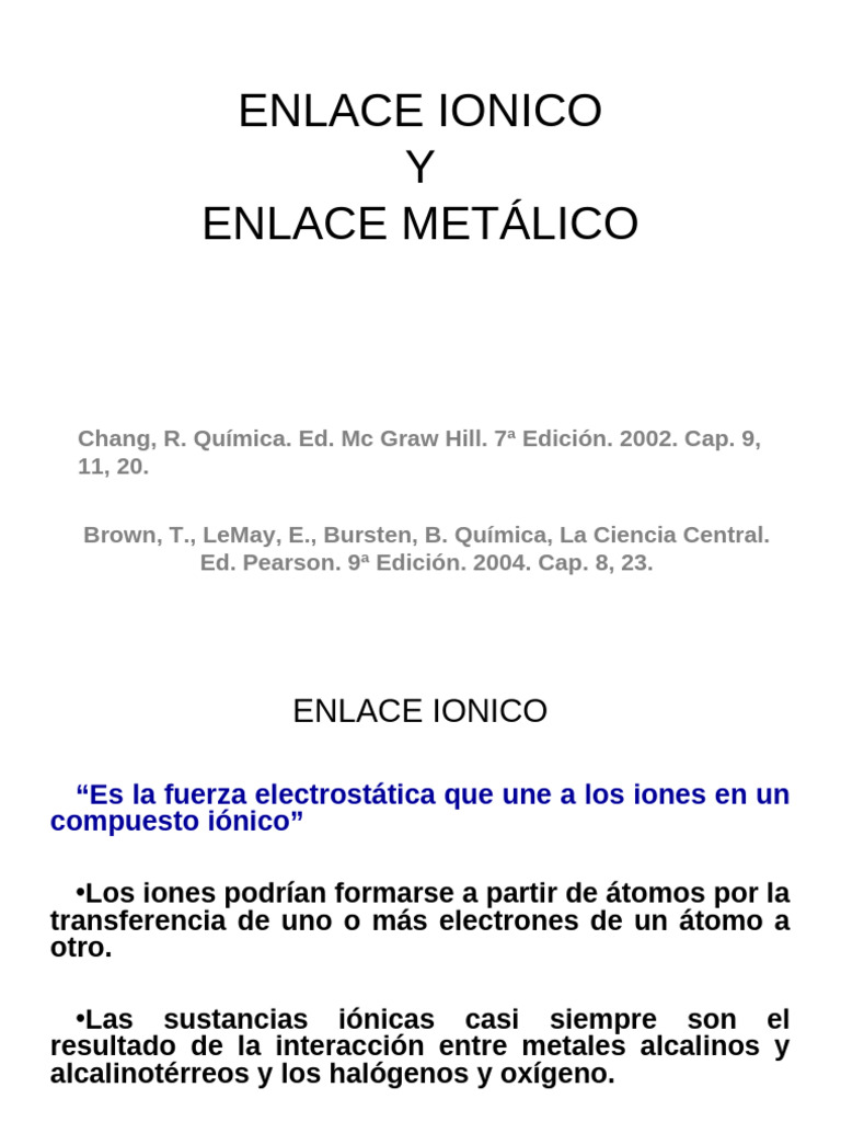 Enlaces Ionico Y Metalico Pdf Enlace Iónico Rieles