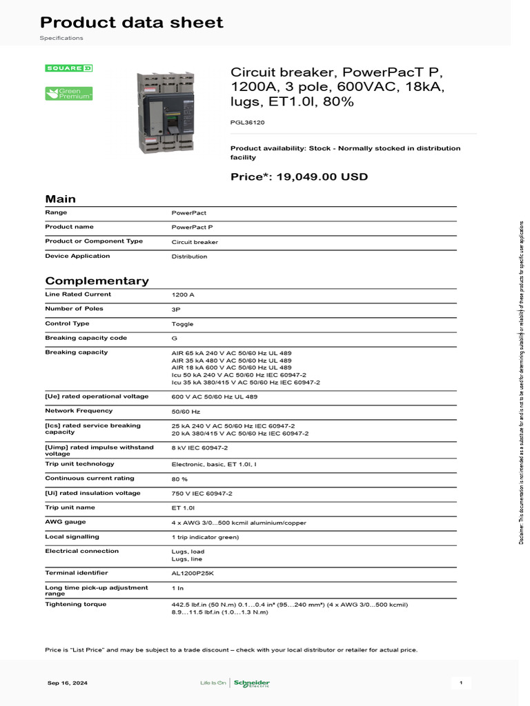 Schneider Electric - PowerPacT-PFrame-Molded-Case-Circuit-Breakers ...
