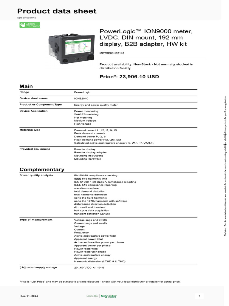 Schneider Electric - PowerLogic-ION9000-Series - METSEION92140 | PDF ...