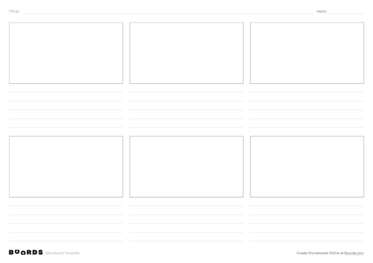 Blank Storyboard Template A4 6 Panel Horizontal | PDF