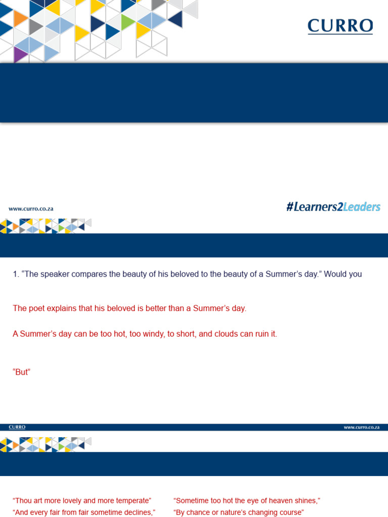 Gr10 - 10 - Poetry - Sonnet 18 MEMO | PDF