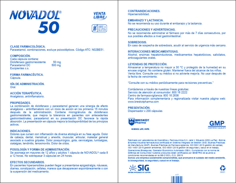 Ysn0 - Novadol 50 Inserto | PDF | Medicamentos con receta | Drogas