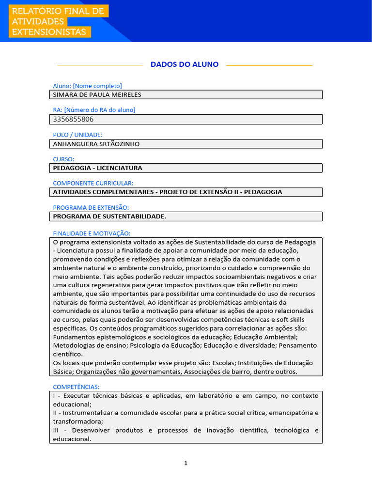 PROJETO DE EXTENSÃO Simara 2024 | PDF | Pedagogia | Sociologia