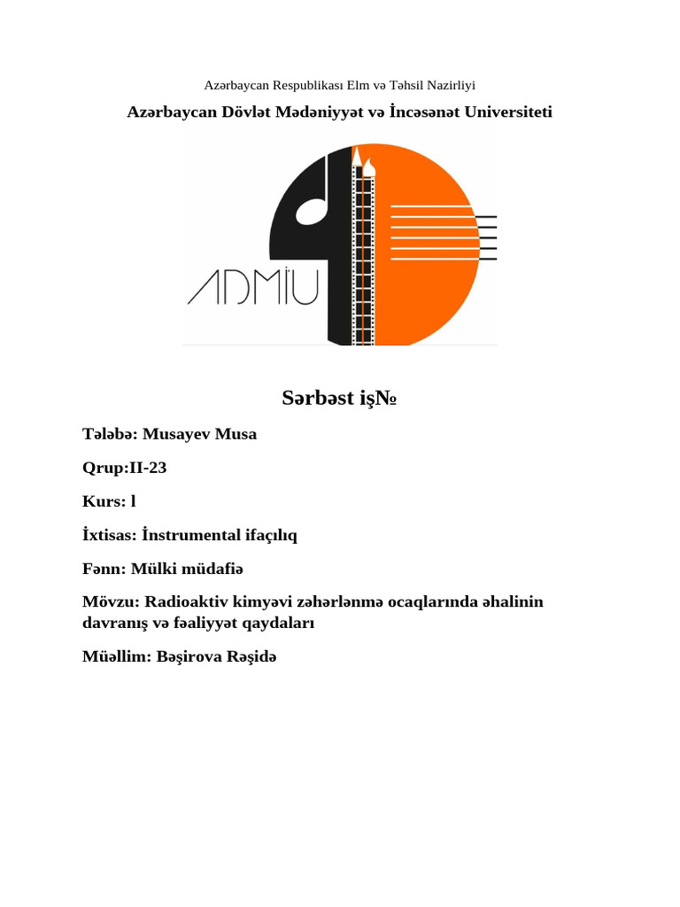 Musa Musayev Mülki Müdafiə | PDF