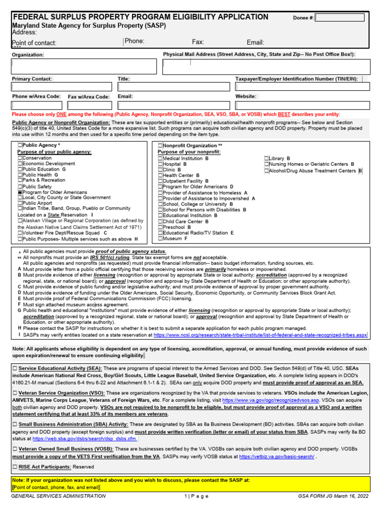 Federal Surplus Property Eligibility Guide | PDF | General Services ...