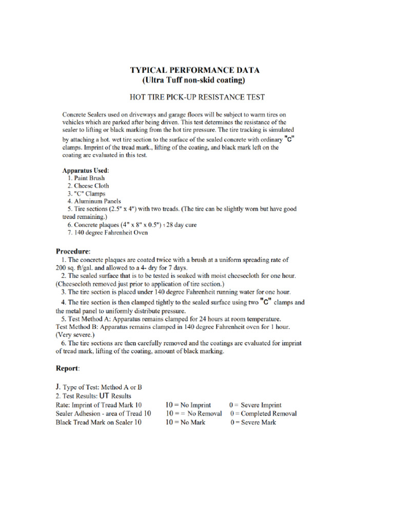 Hot Tire Pick Up Test | PDF