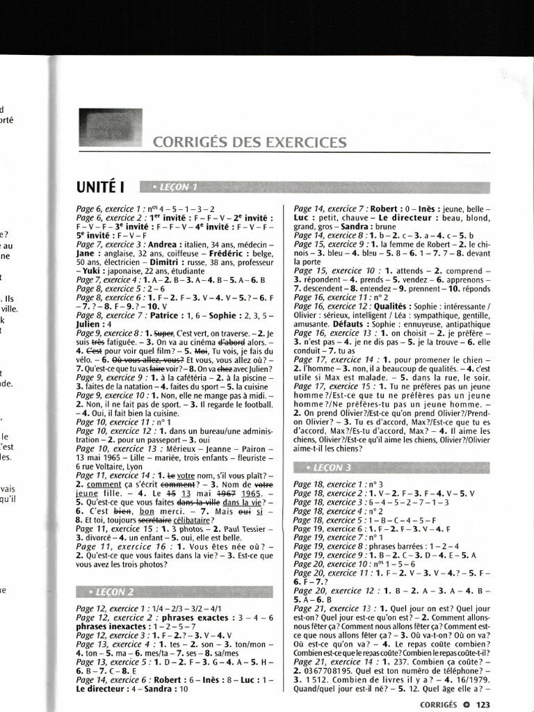 Compréhension Orale A2 - Corrigés | PDF