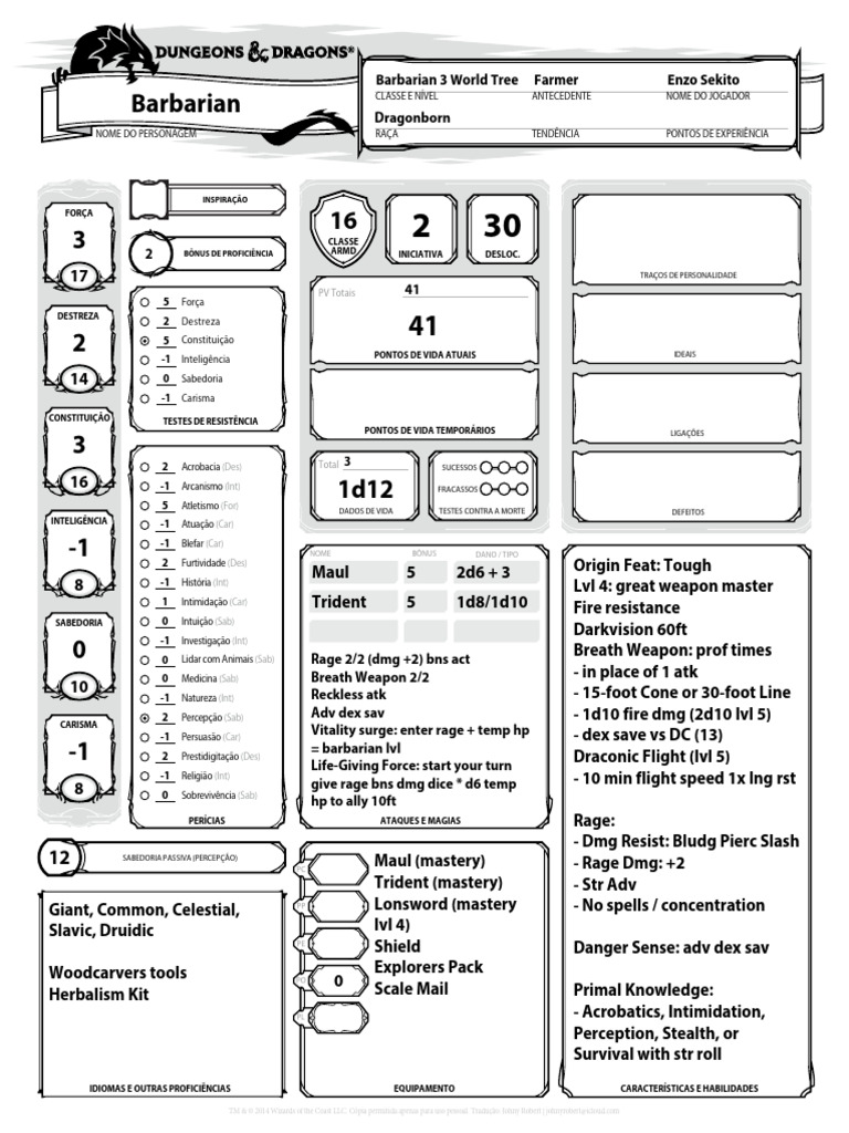 Bárbaro - World Tree LVL 3 | PDF
