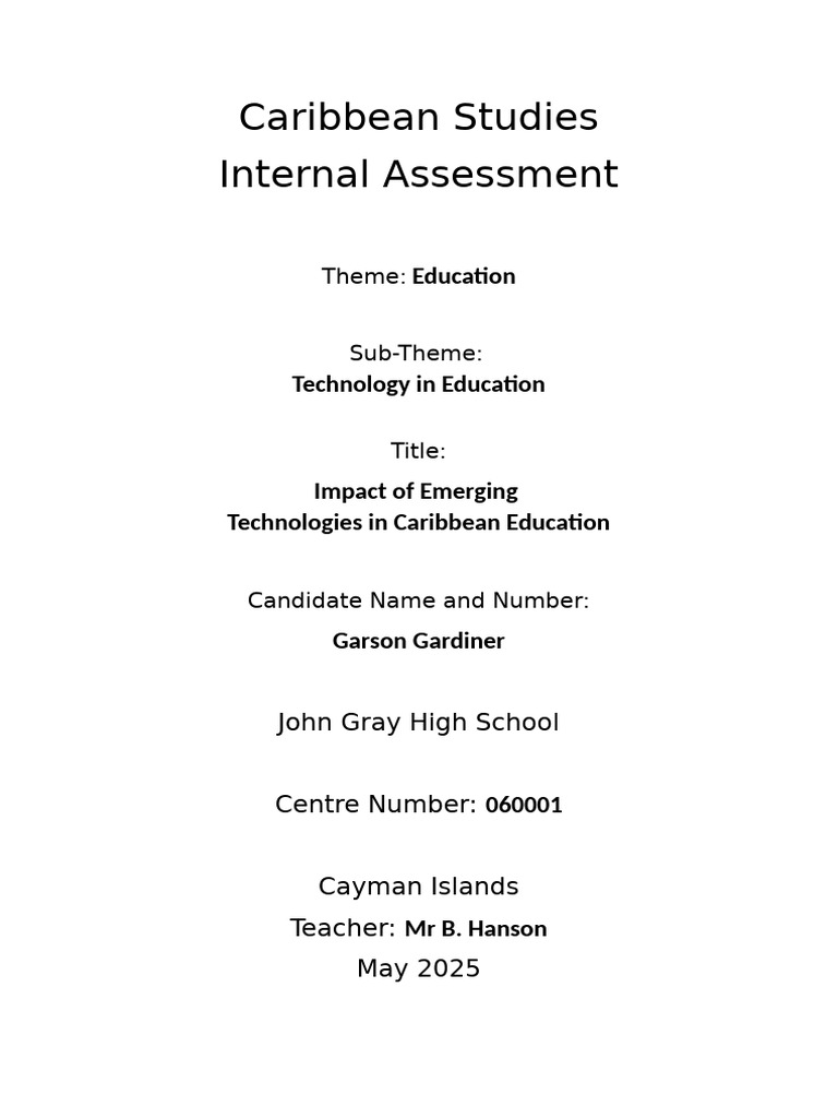 Caribbean Studies SBA | PDF