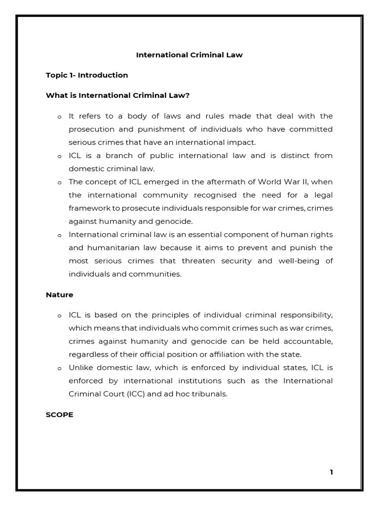 ICL notes | PDF | International Criminal Court | Extradition