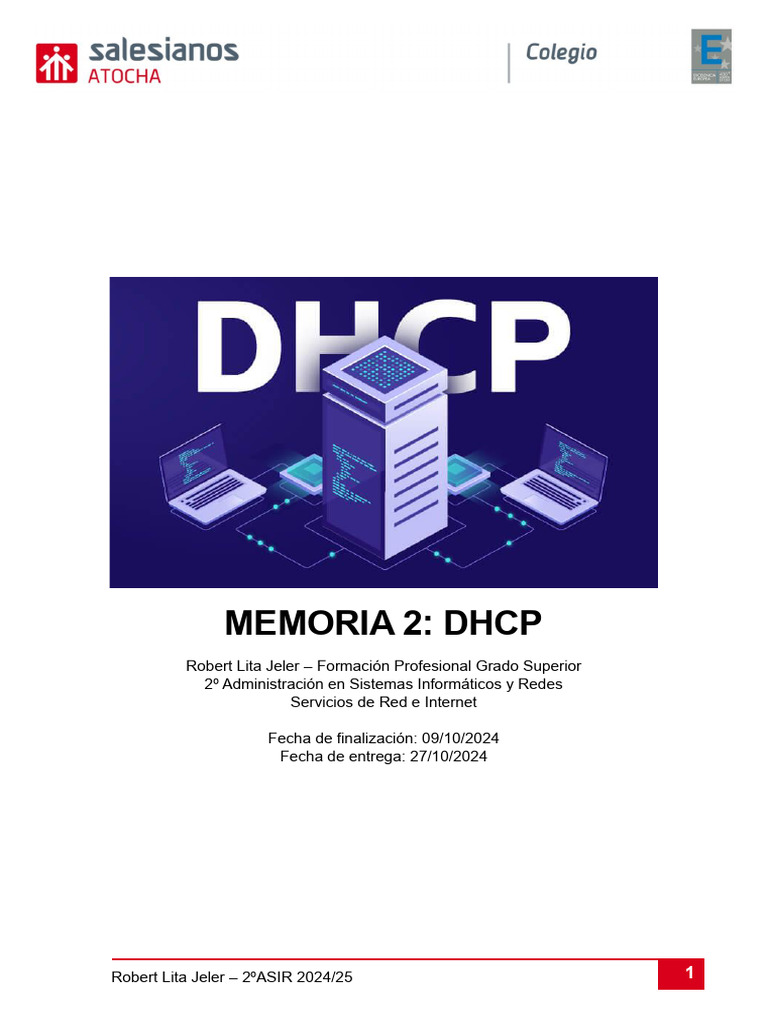 MEM2 SRI - DHCP - Robert Lita Jeler | PDF | Dirección IP | Protocolos de red