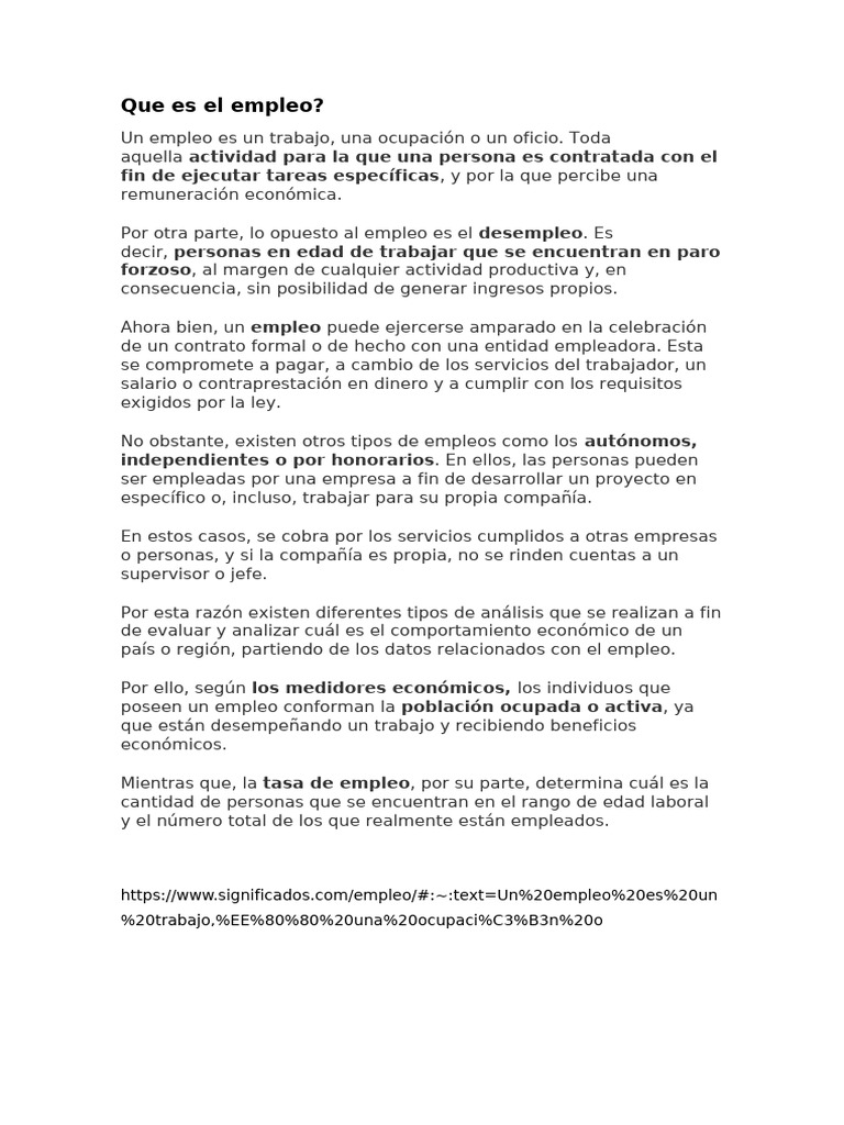 Definición y concepto de empleo | PDF