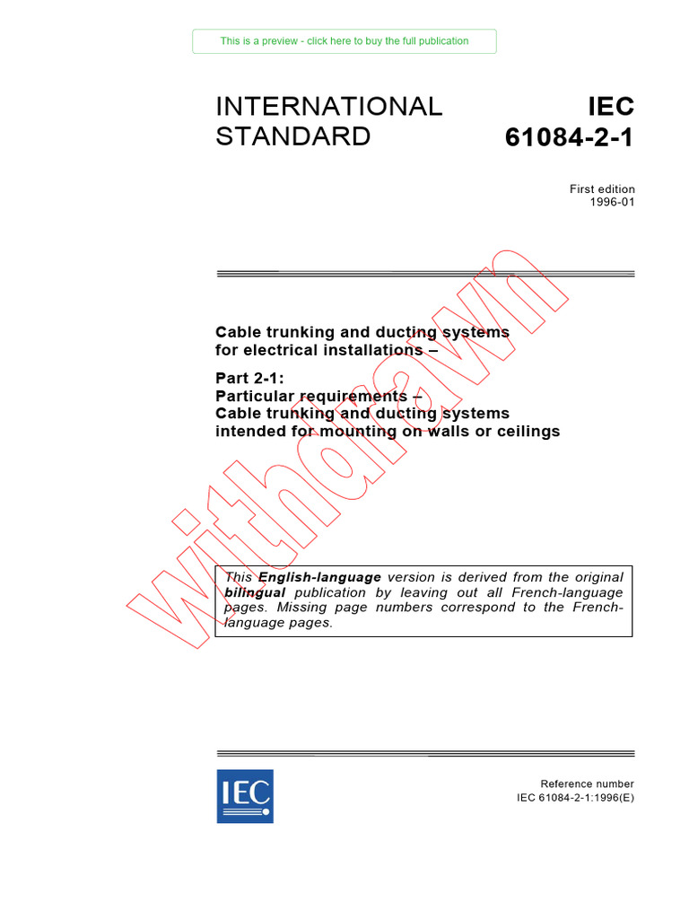 Iec 61084-2-12017 | PDF | International Electrotechnical Commission | Electrical Wiring