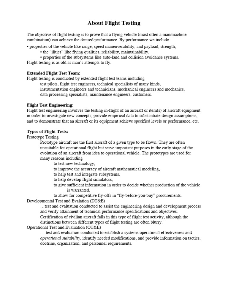 Flight Testing: Objectives and Methods | PDF | Flight Test | Simulation