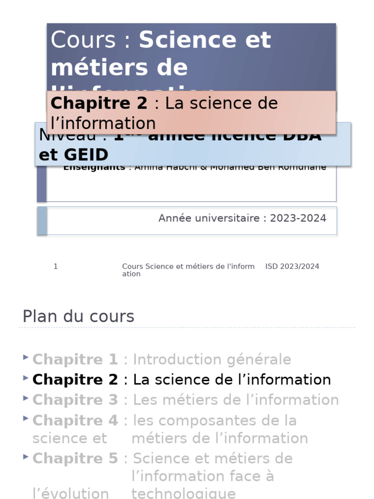 Chapitre2 Final | PDF | Informations | Science