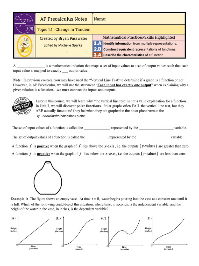 Notes Topic 1.1 Change in Tandem 2024 | PDF | Function (Mathematics ...