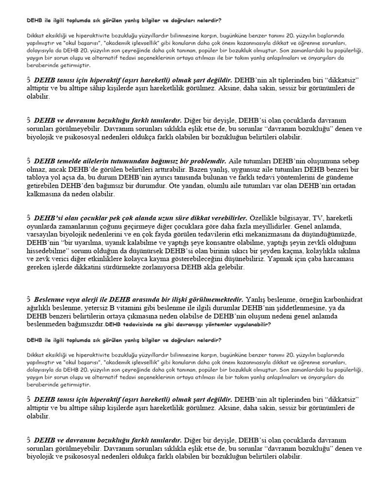 DEHB Icin Uygulamalar | PDF