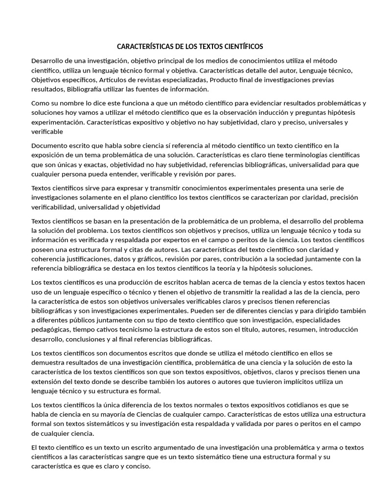 Caracteristicas Textos Cientificos | PDF | Método científico | Science