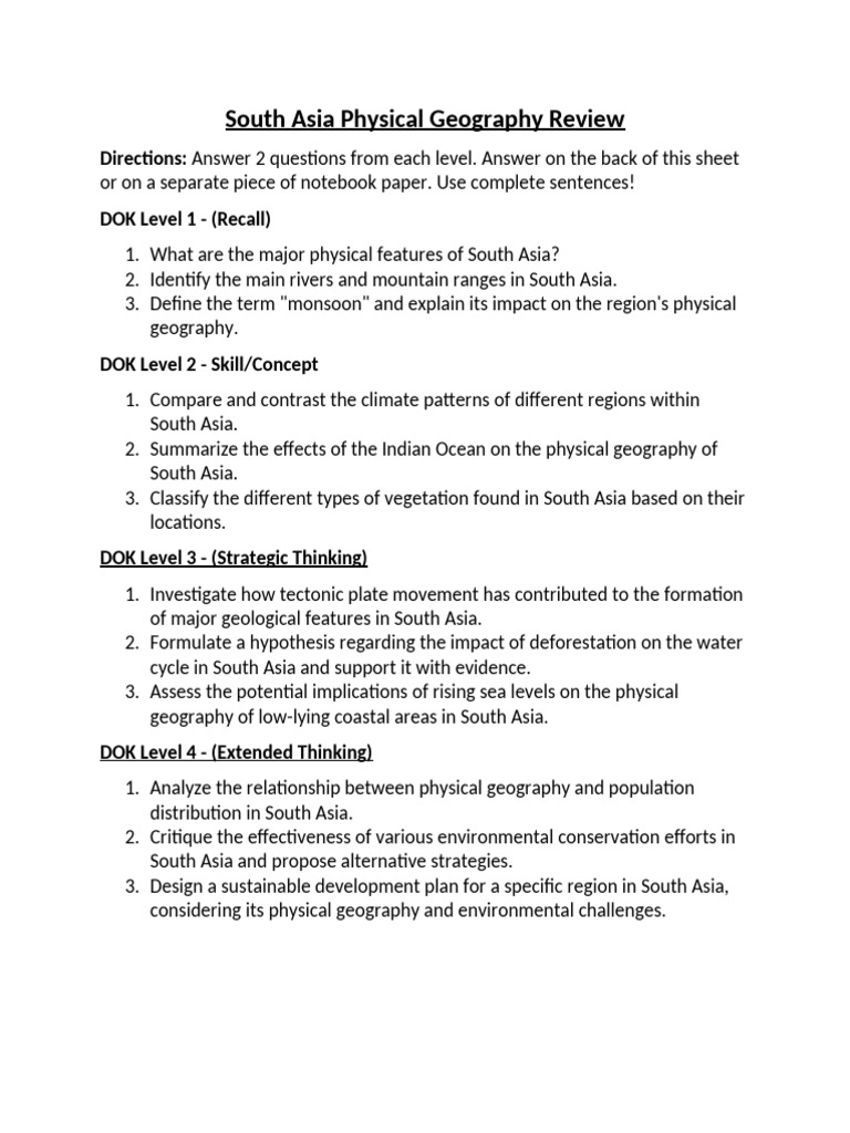 South Asia's Physical Geography Overview | PDF | Social Science | Travel