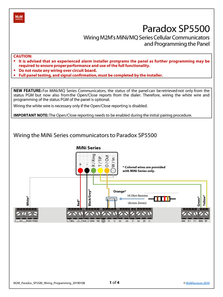 m2m Paradox sp5500 Wiring Programming | PDF