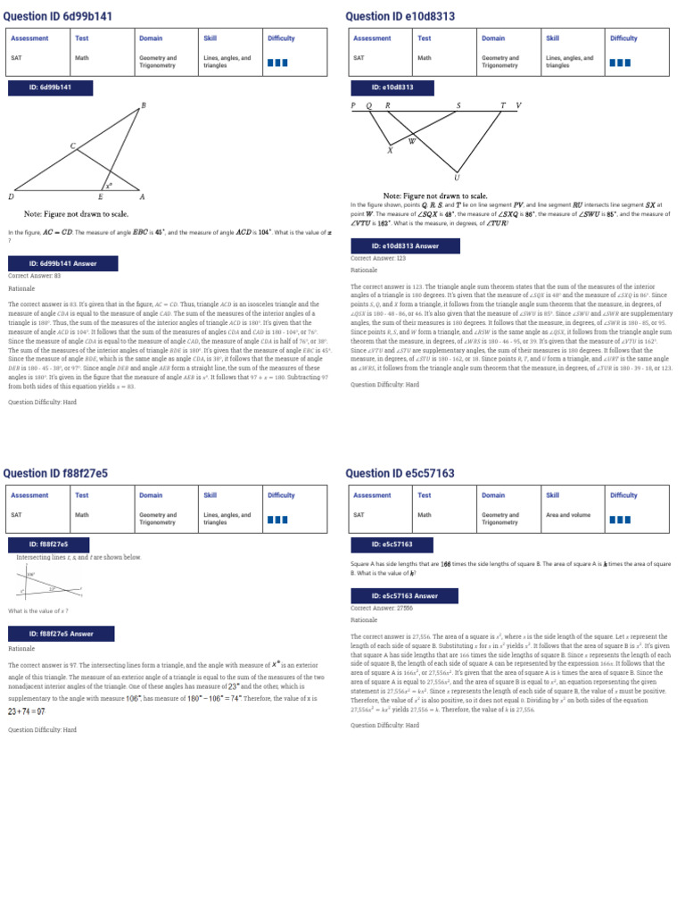 Geometry Hard Answers | PDF | Triangle | Circle
