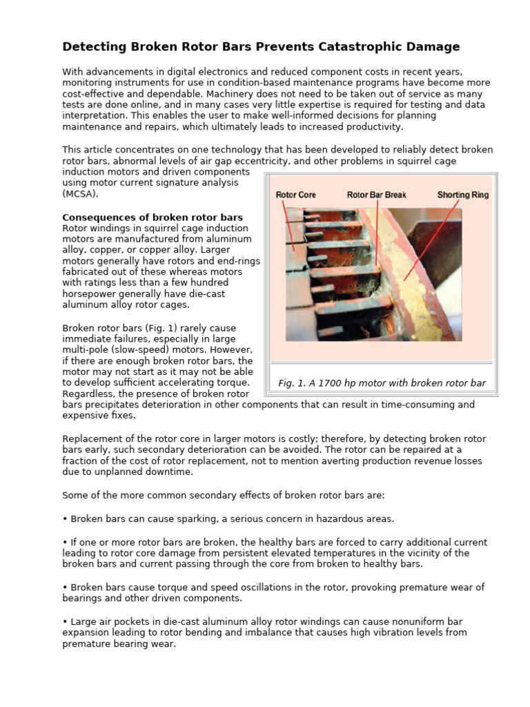 Detecting Broken Rotor Bars Prevents Catastrophic Damage | PDF ...