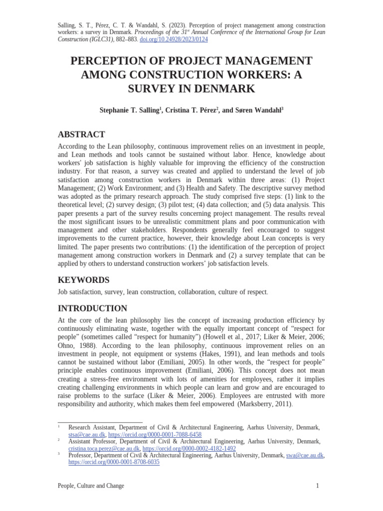 Project Management Perceptions in Danish Construction | PDF | Job ...