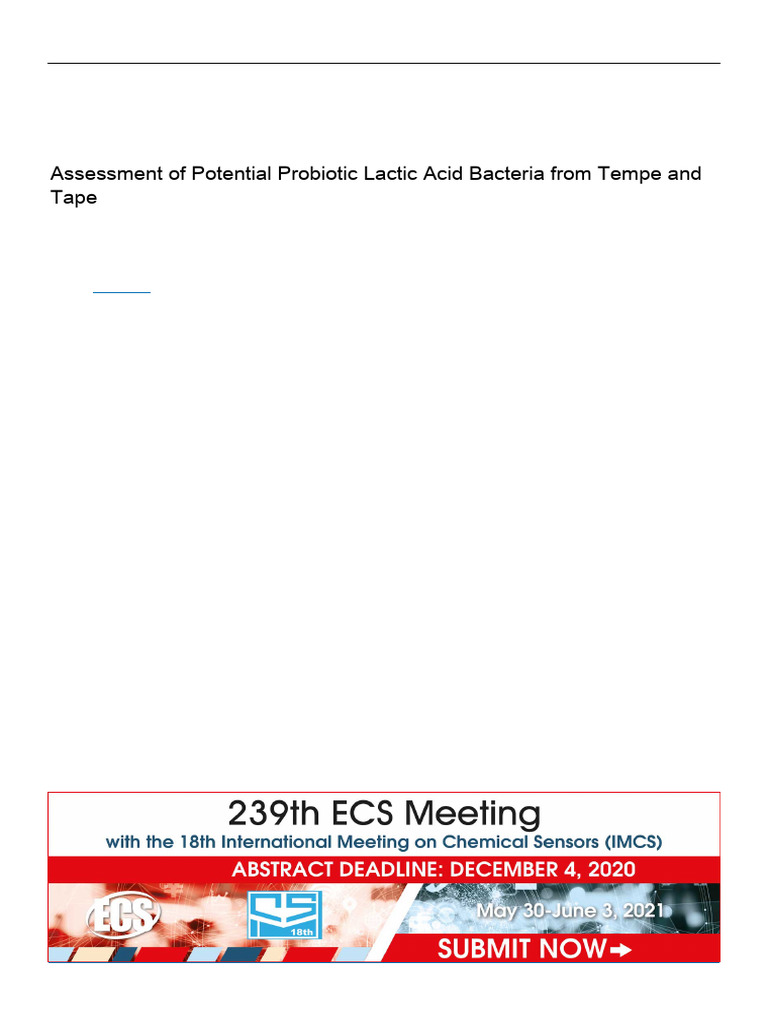Assessment of Potential Probiotic Lactic Acid Bact | PDF | Probiotic | Lactobacillus