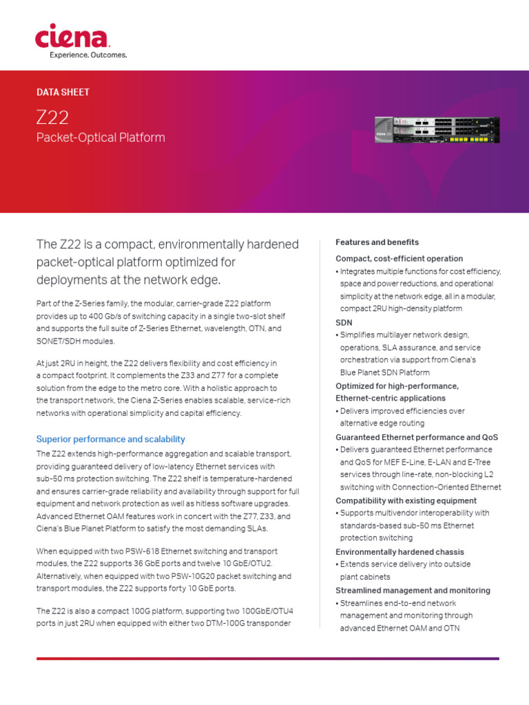 Z22 Packet Optical Platform DS | PDF | Wavelength Division Multiplexing ...