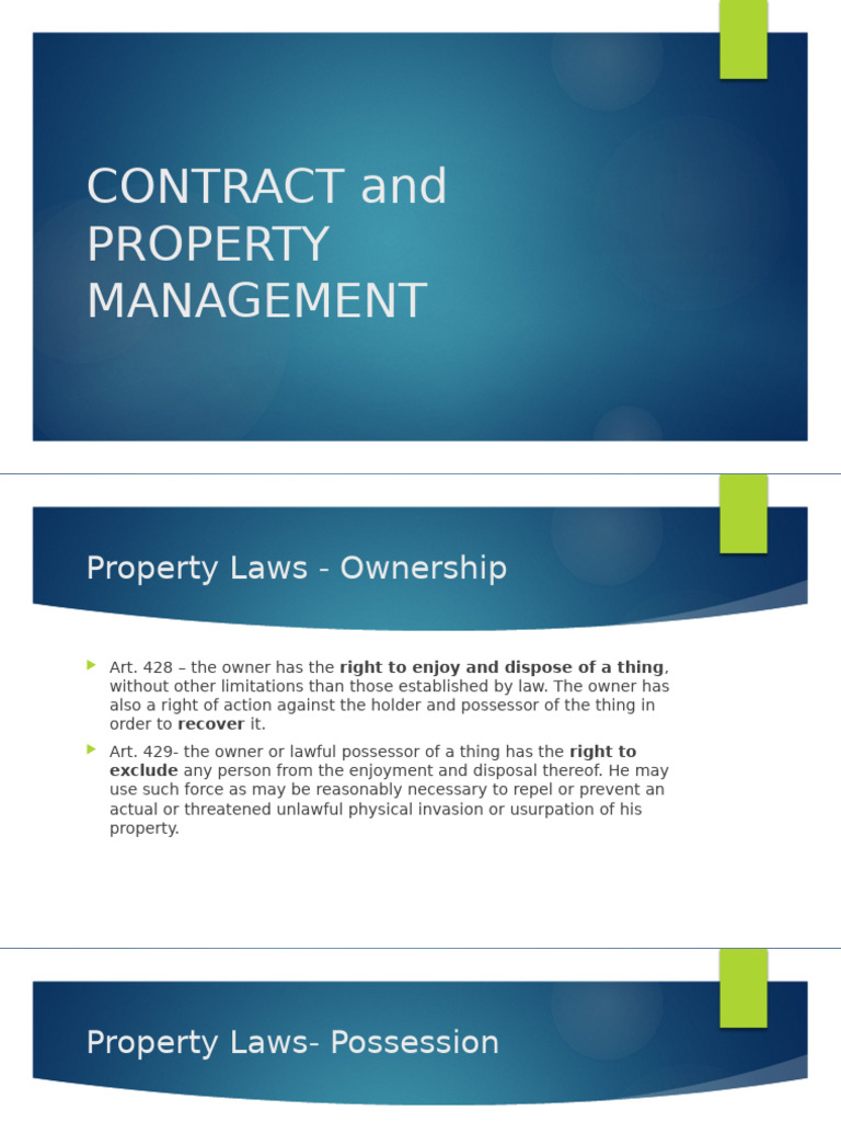 Property Management and Ownership Laws | PDF | Property | Easement