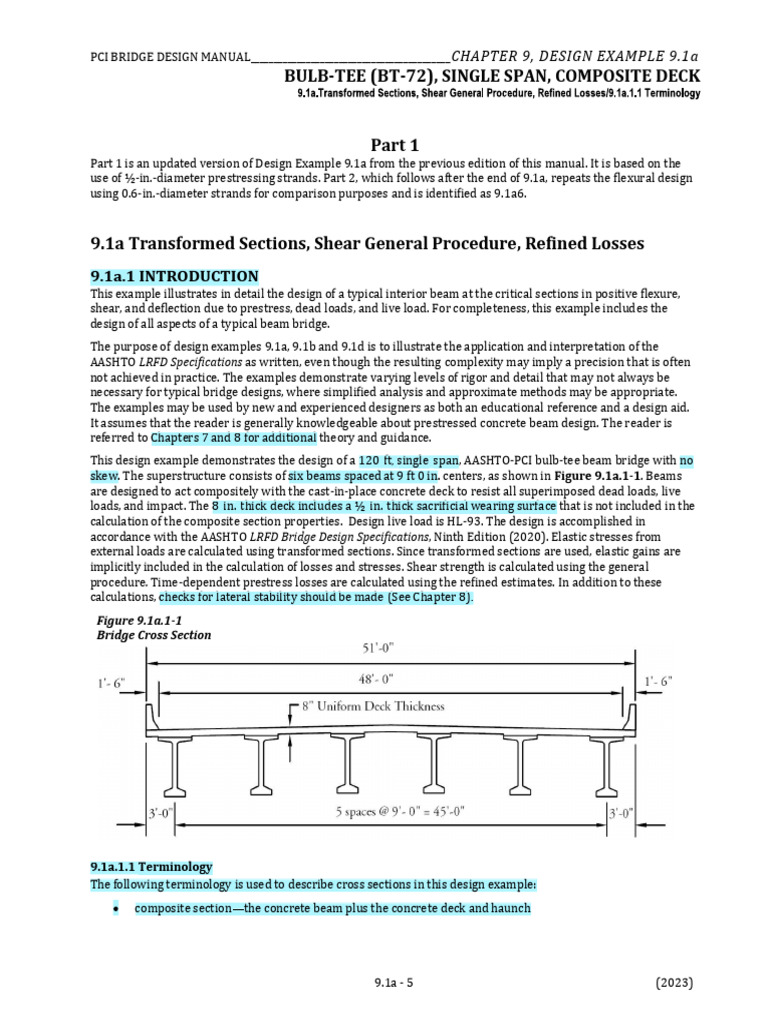 PCI Bridge Design: Bulb-Tee Example | PDF | Bending | Beam (Structure)