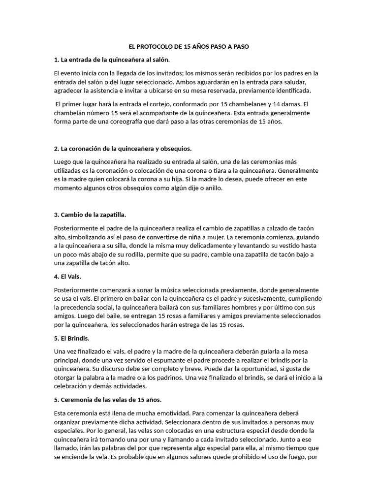 El Protocolo de 15 Años Paso a Paso | PDF