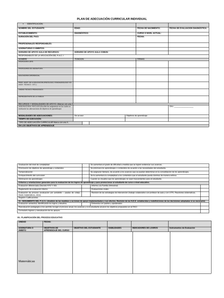 Paci Modelo | PDF | Evaluación | Aprendizaje