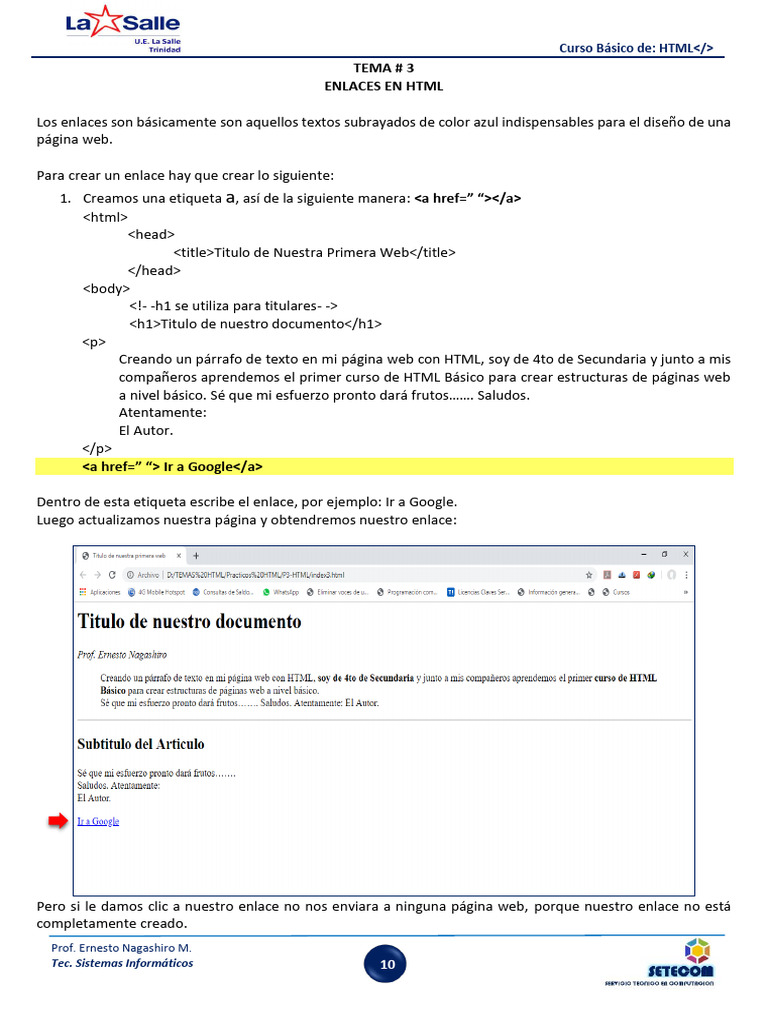 Tema HTML Basico - 3 | PDF | Hipervínculo | Archivo de computadora