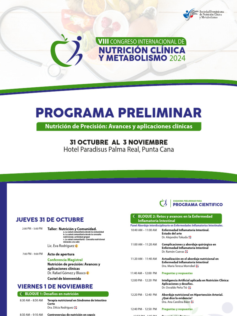 Esquema Preliminar para Programa Cientifico Nutricion y Metabolismo | PDF | Nutrición | Dieta y ...