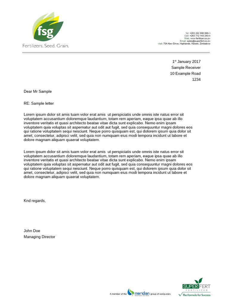 FSG Letterhead Zimbabwe | PDF