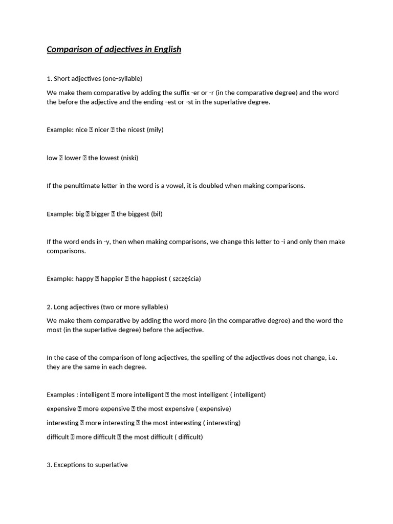 English Adjective Comparison Guide | PDF | Teaching Methods & Materials