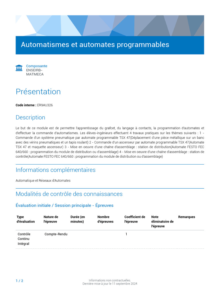 Automatismes Et Automates Programmables | PDF