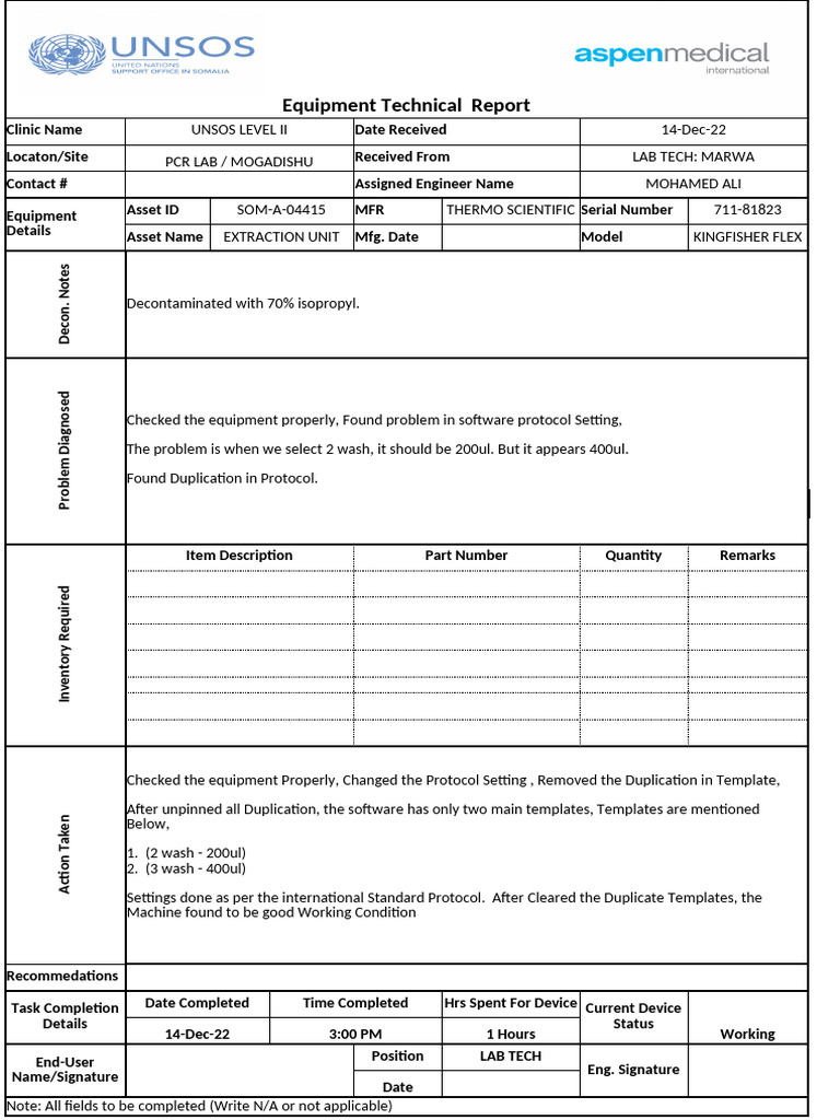 PCR LAB Extractor Service Report | PDF | Computing