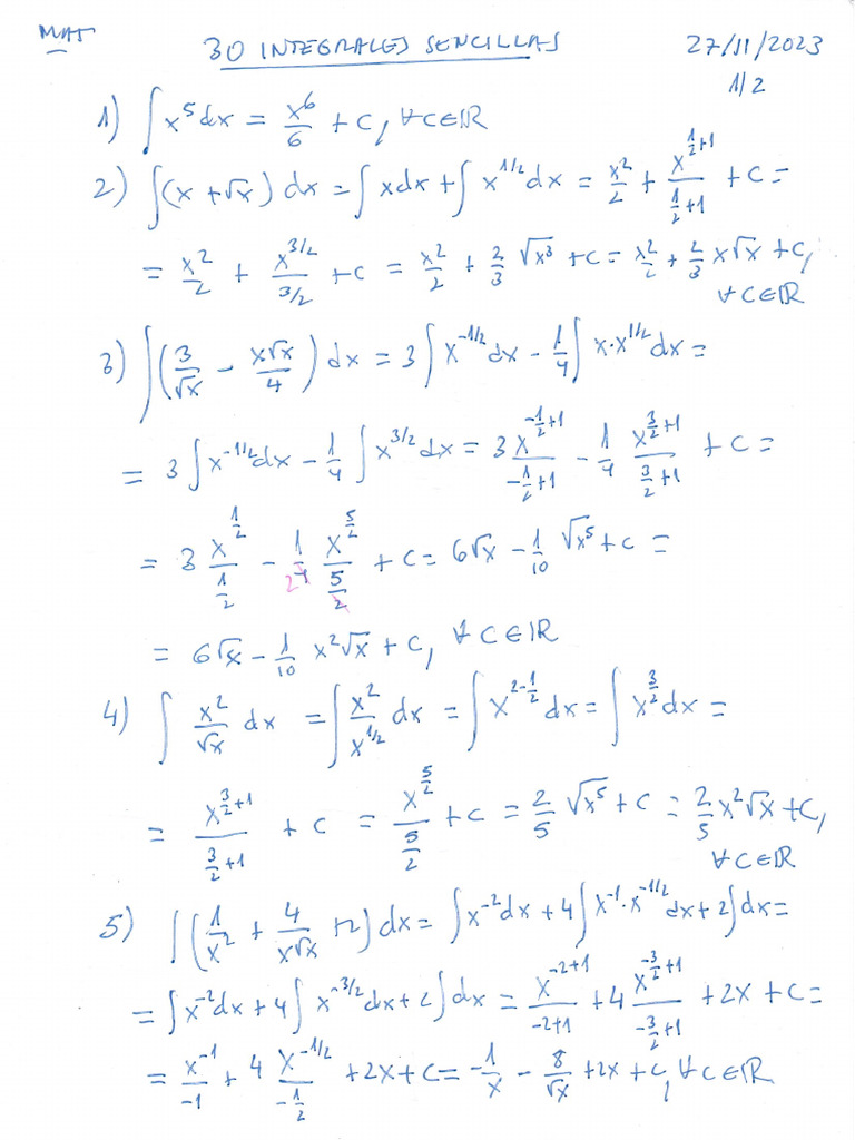 30 Integrales Sencillas | PDF