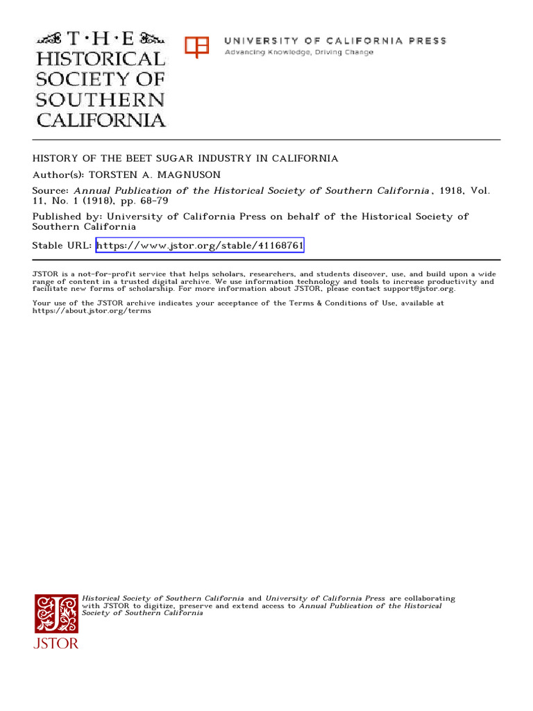 Magnuson Historybeetsugar 1918 | PDF | Sugar Beet | Sugar