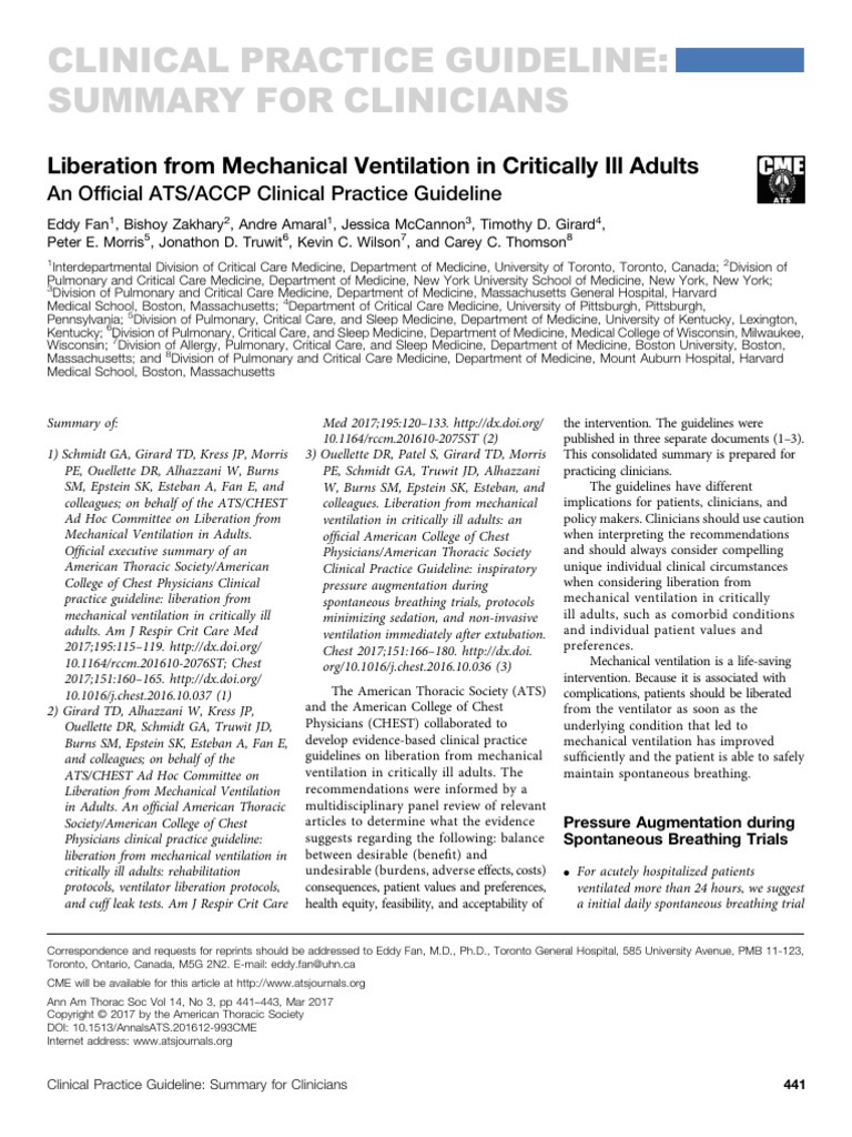 Fan Et Al 2017 Liberation From Mechanical Ventilation in Critically Ill ...