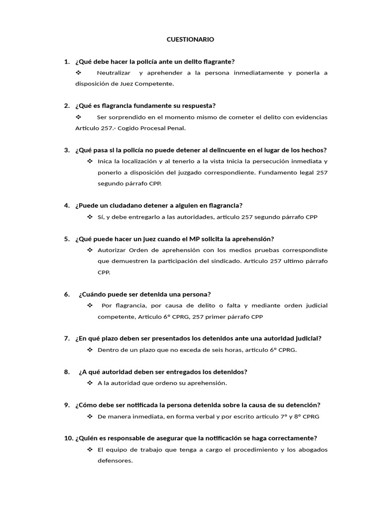 Preguntas y Respuestas de Exposiciones de Clase | PDF | Mandato | Detención (encarcelamiento)
