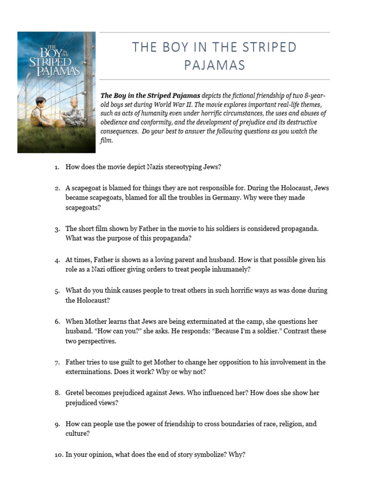 Themes and Questions in The Boy in the Striped Pajamas | PDF