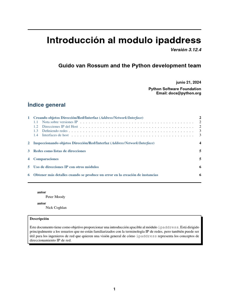 Introducción al modulo ipaddress | PDF | Protocolos de internet | Yo Pv6